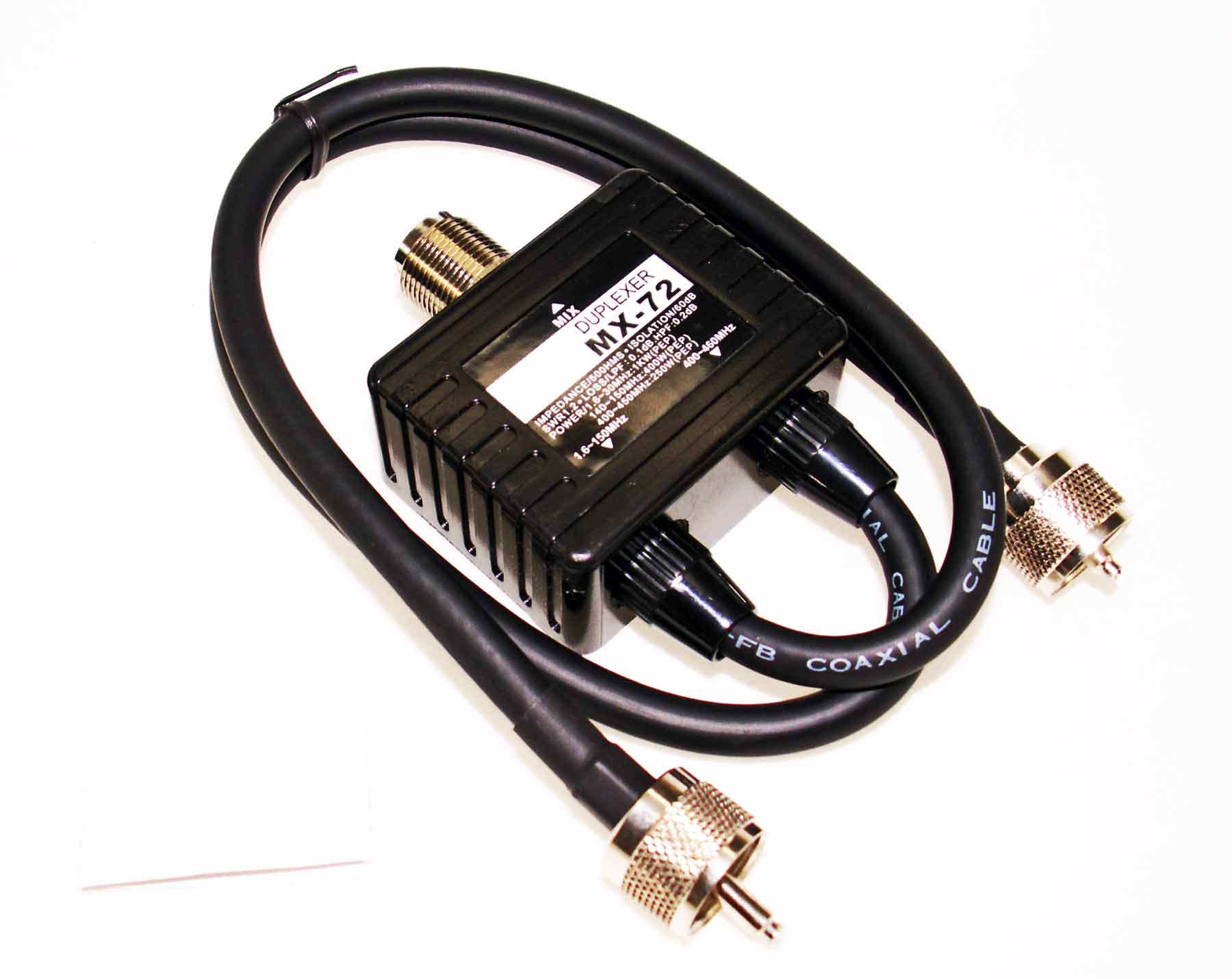 50 ohm Antenna Duplexer with captive cables, 2 x PL259 & 1 x SO239 con ...